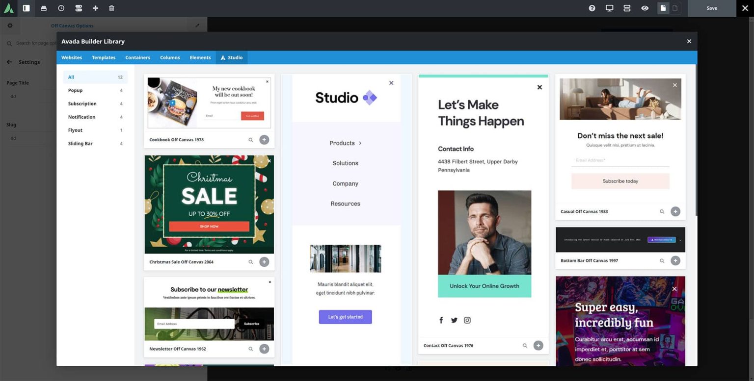 AVADA - How To Use The Off Canvas Builder - TECH PRIME WEB